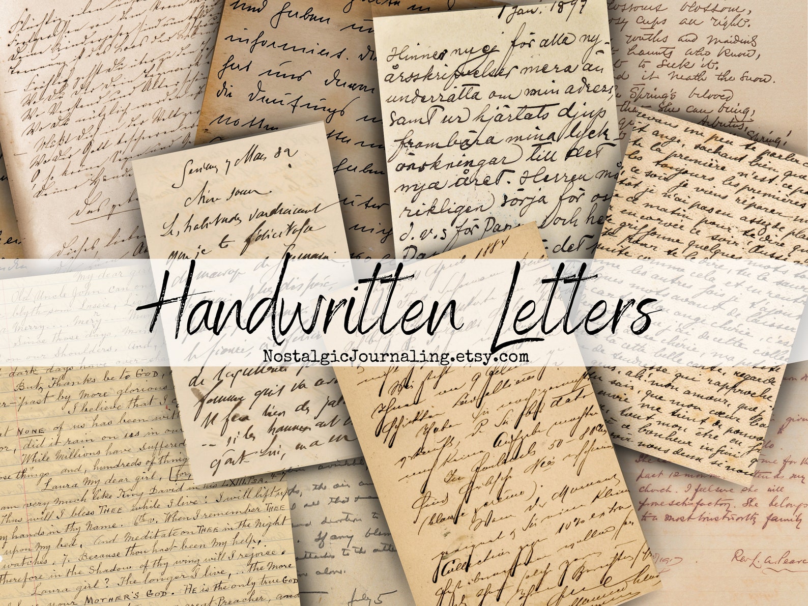 HANDWRITTEN LETTERS Digital Download, Printable Aged Letters for Junk ...