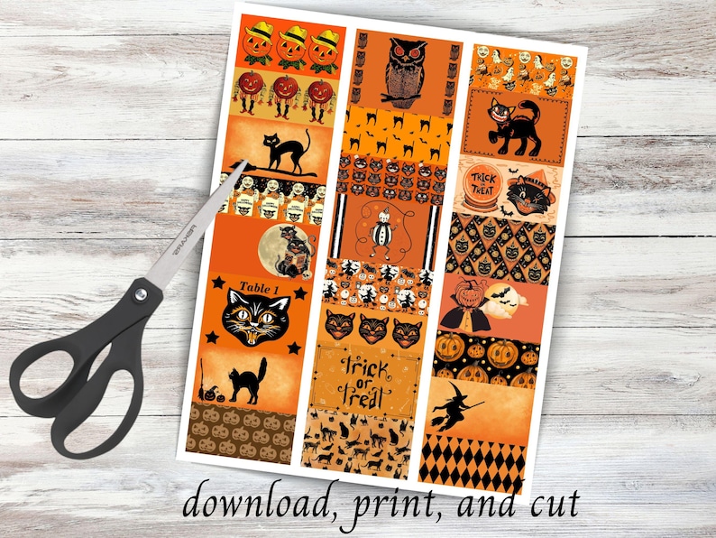 Halloween Snippets Digital Download, Vintage Printable Spooky HALLOWEEN ...