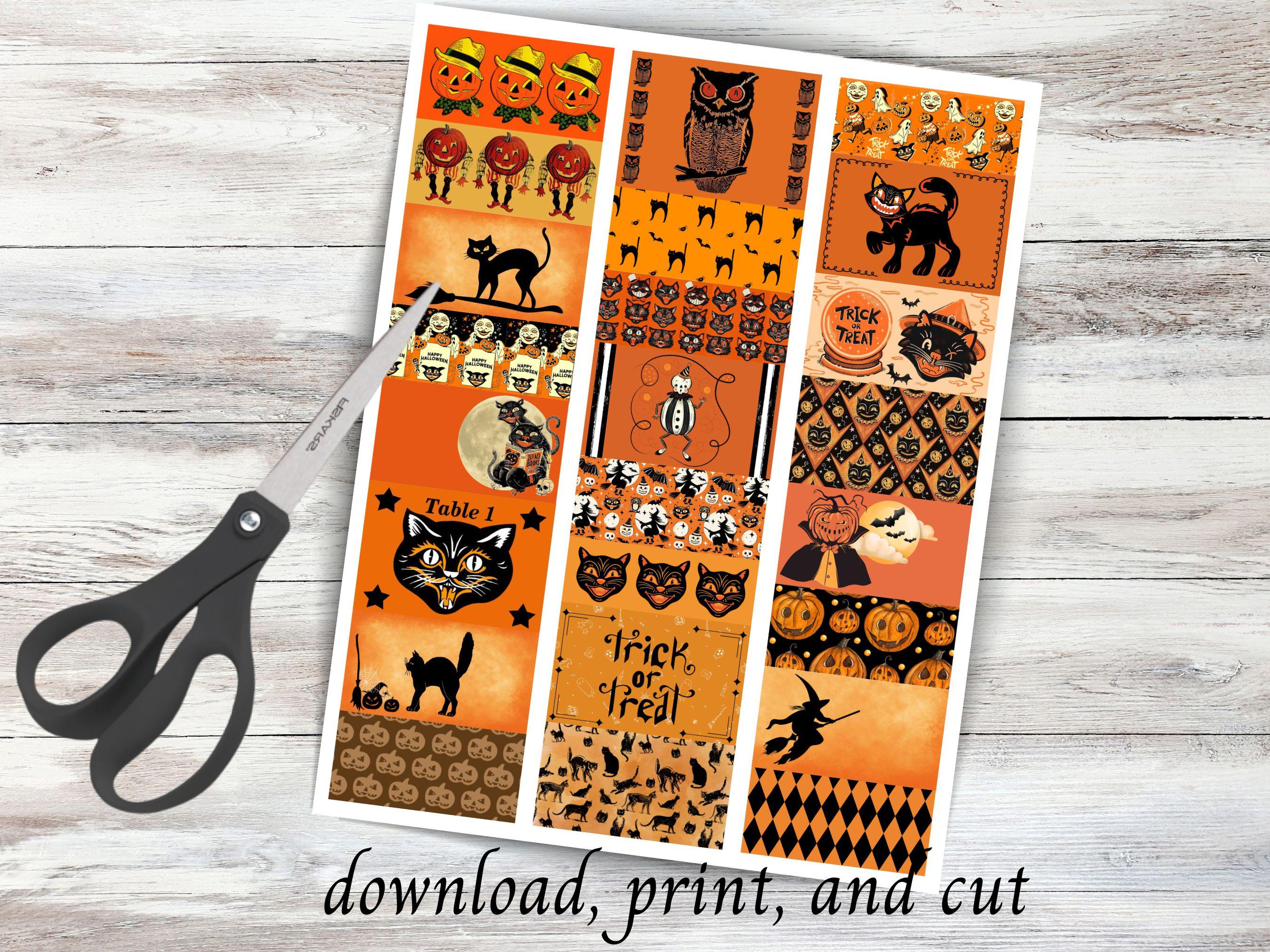 Halloween Snippets Digital Download, Vintage Printable Spooky HALLOWEEN ...