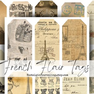 FRENCH FLAIR TAGS Digital Download, Add on Digital Kit, 18 Printable ...