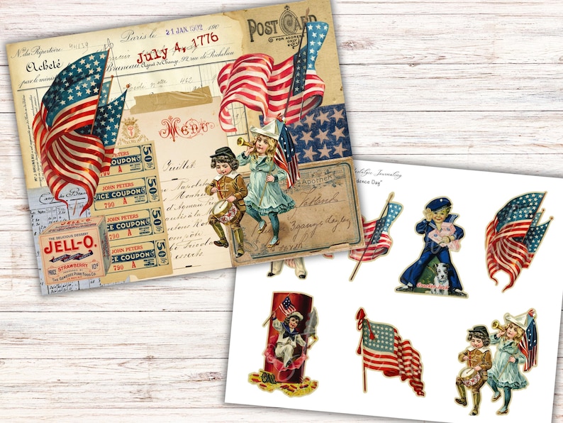 4TH OF JULY Digital Download for Junk Journals, 5 Pg Printable Vintage ...