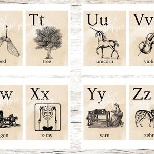 Vintage ABC FLASHCARDS Digital Download, 21 Pages of Printable Alphabet ...