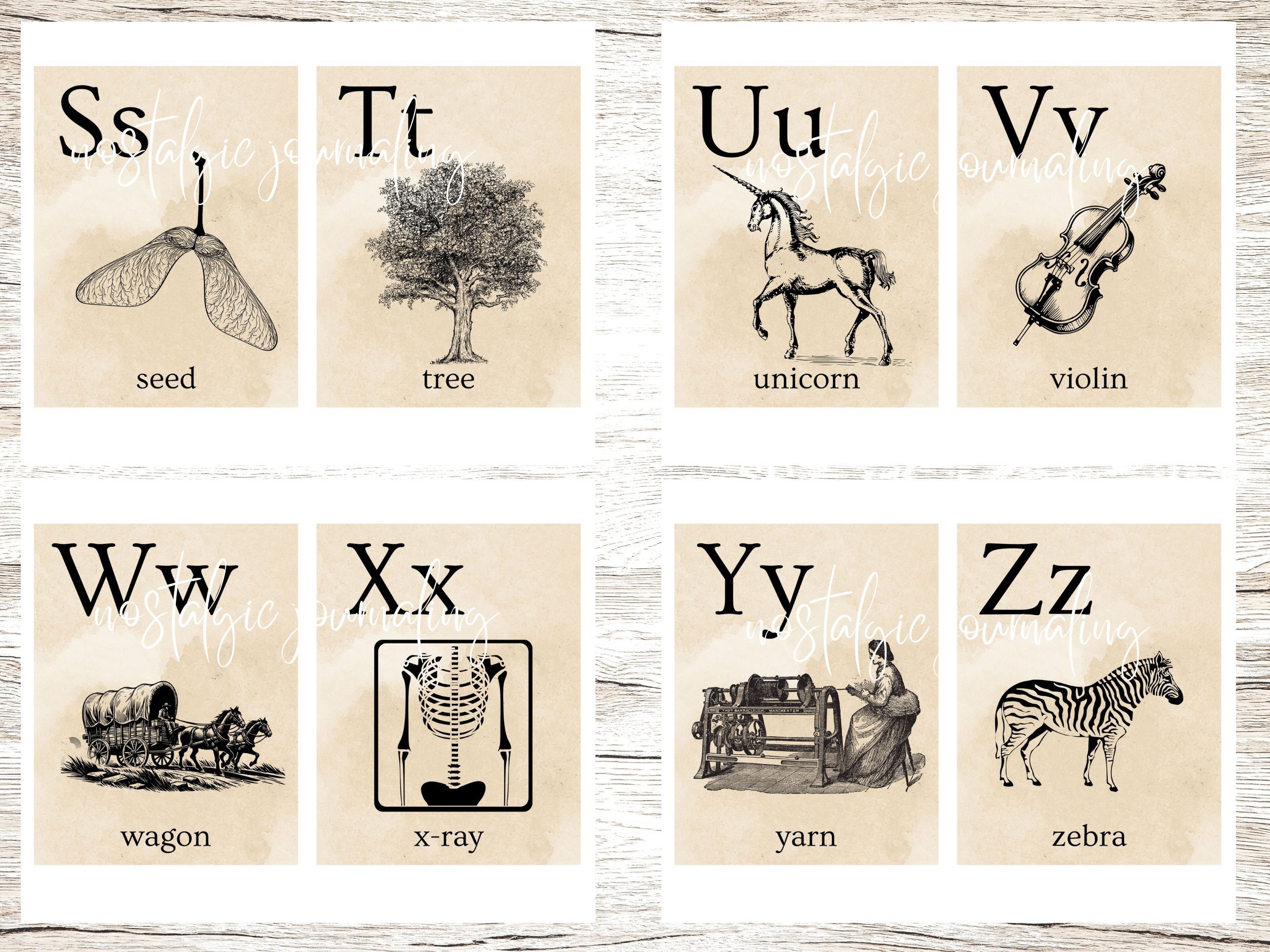 Vintage ABC FLASHCARDS Digital Download, 21 Pages of Printable Alphabet ...
