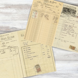 Printable VINTAGE EPHEMERA RECEIPTS Digital Download Kit, 7 Pgs ...