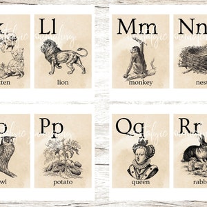 Vintage ABC FLASHCARDS Digital Download, 21 Pages of Printable Alphabet ...