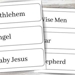 NATIVITY FLASHCARDS Digital Download, 12 Large Vintage Inspired Word ...