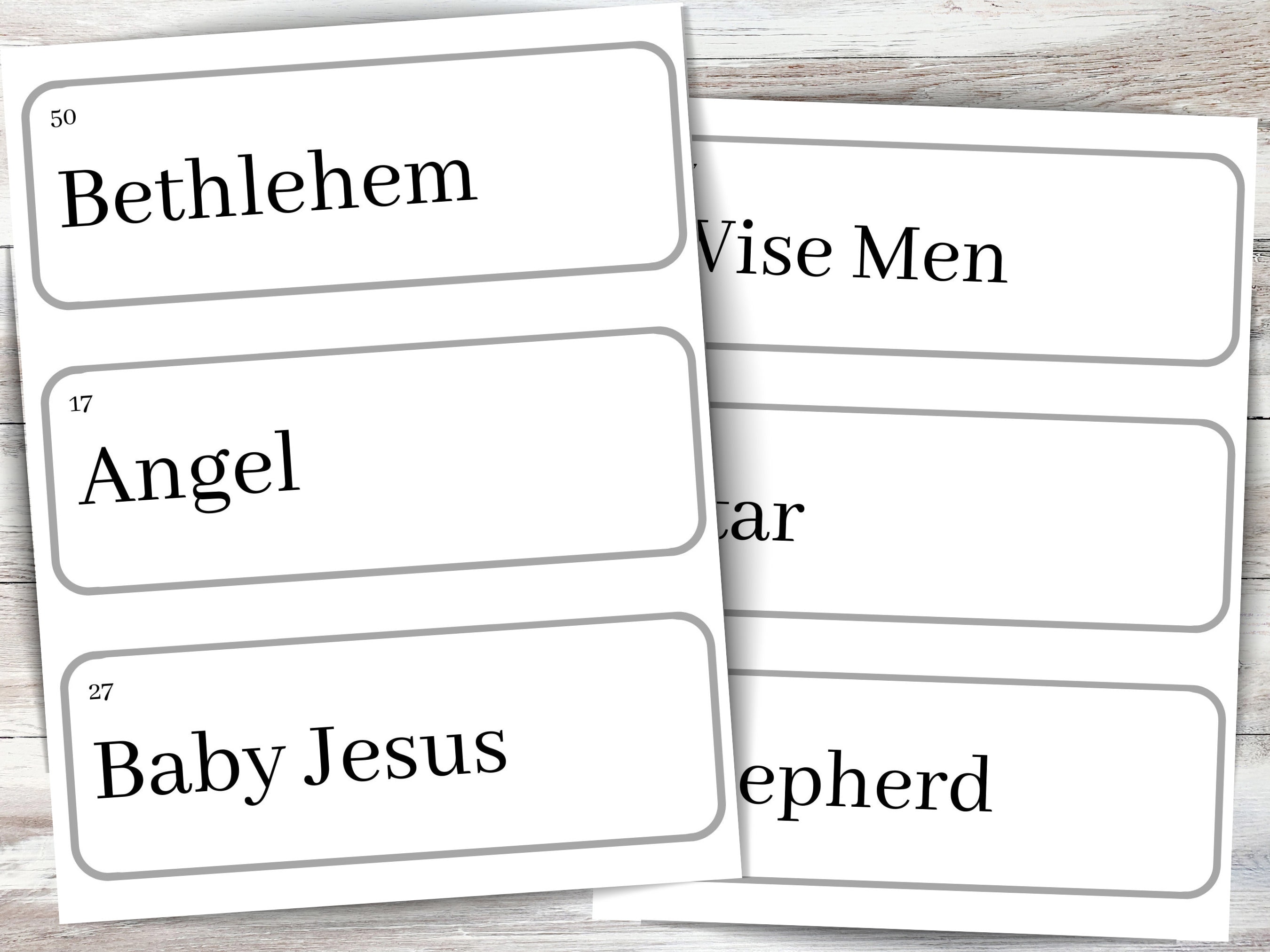 NATIVITY FLASHCARDS Digital Download, 12 Large Vintage Inspired Word ...