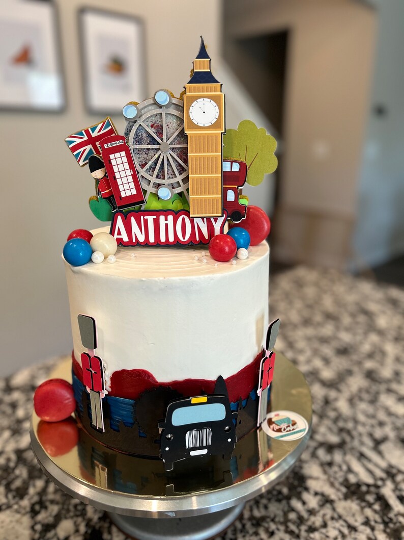 Custom Age and Number London Cake Topper - Etsy