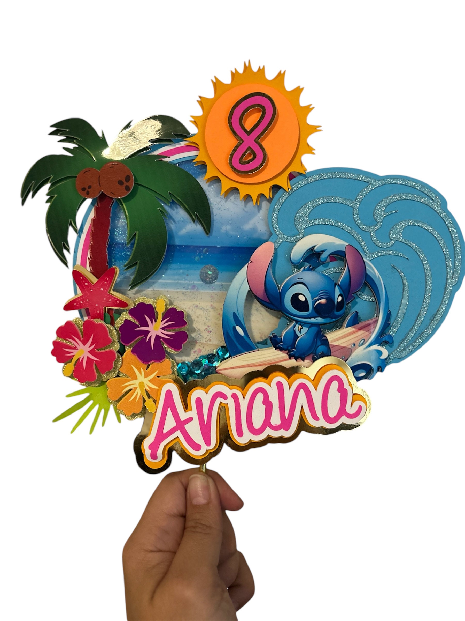 Custom Age and Name Stitch Cake Topper - Etsy