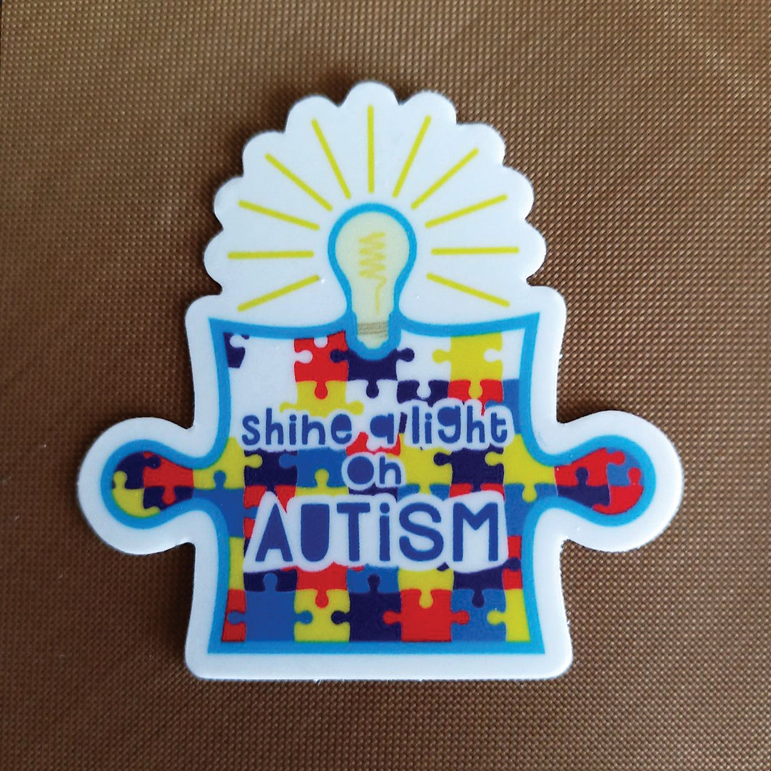 Shine a Light on Autism | Autism Awareness | Vinyl Sticker | 2" X 1.96 ...