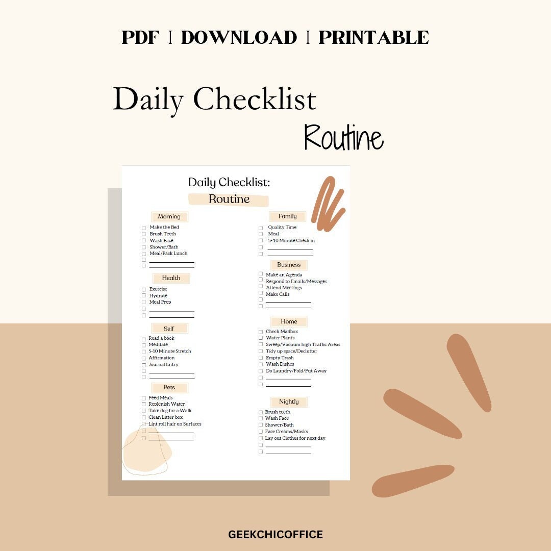 Daily Checklist: Routine Checklist for Everyday Mental and Physical ...
