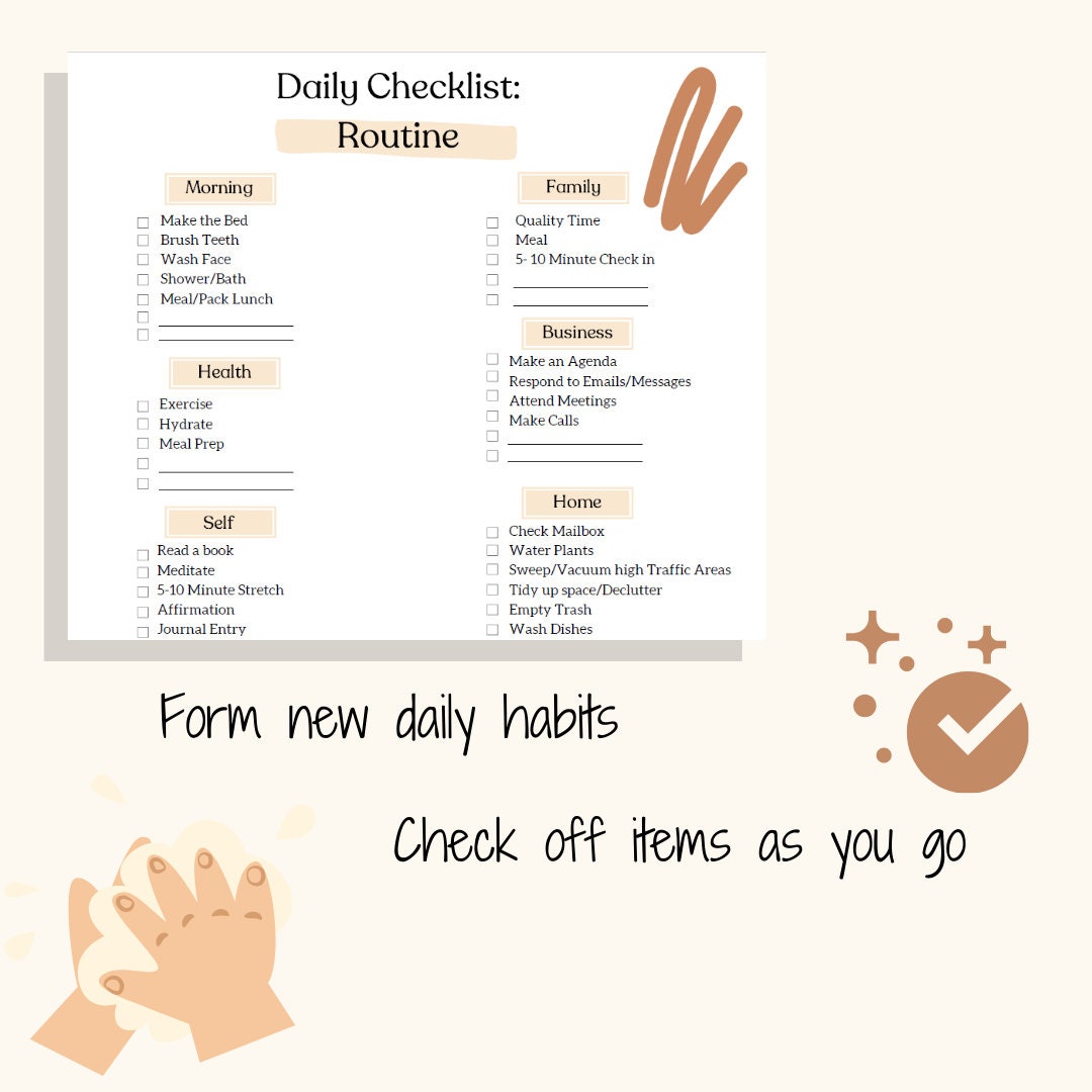 Daily Checklist: Routine Checklist for Everyday Mental and Physical ...