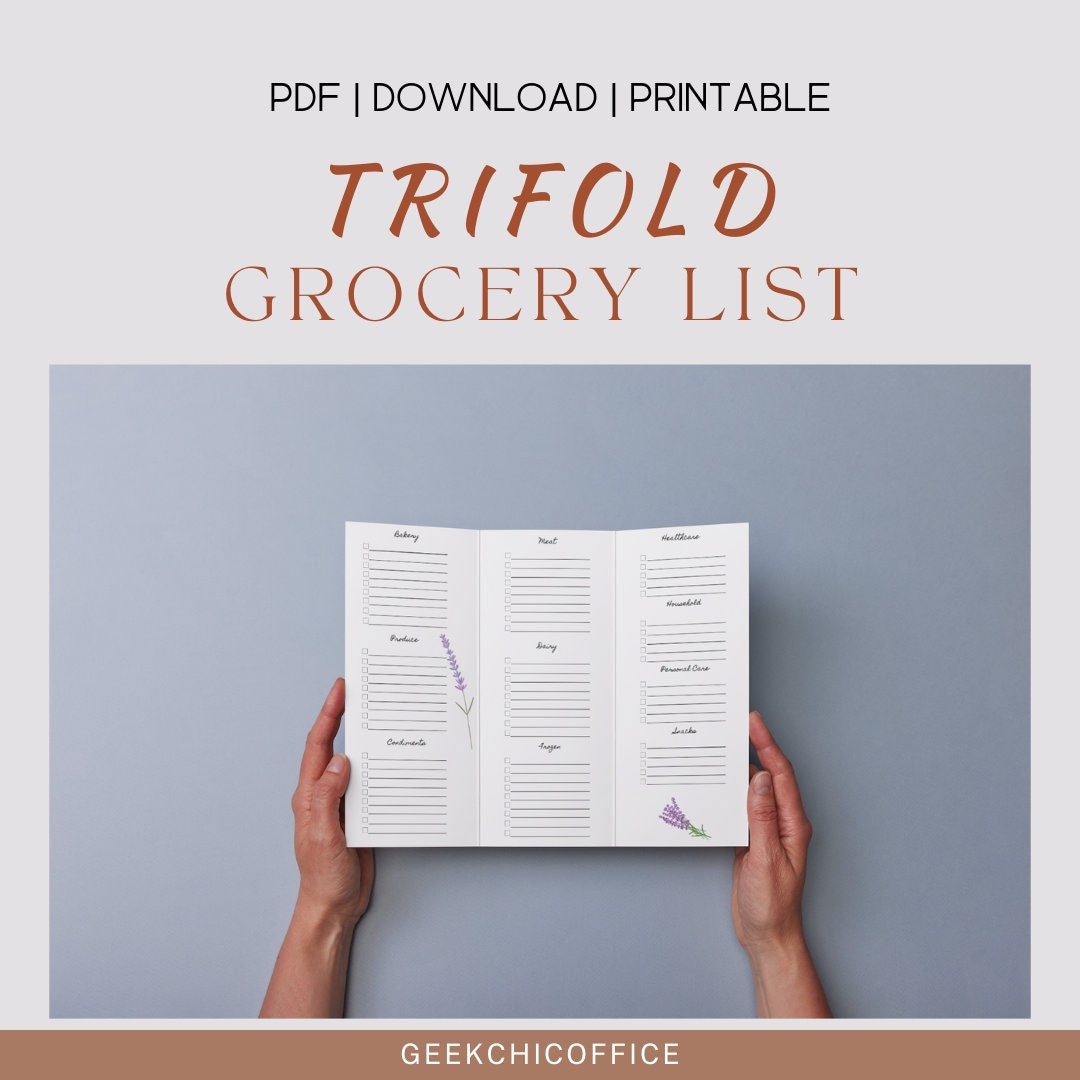 Trifold Lavender Grocery List for Shopping and Convenience - Etsy