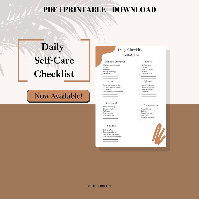 Aesthetic Daily Self-care Sheet: Printable PDF Download - Etsy