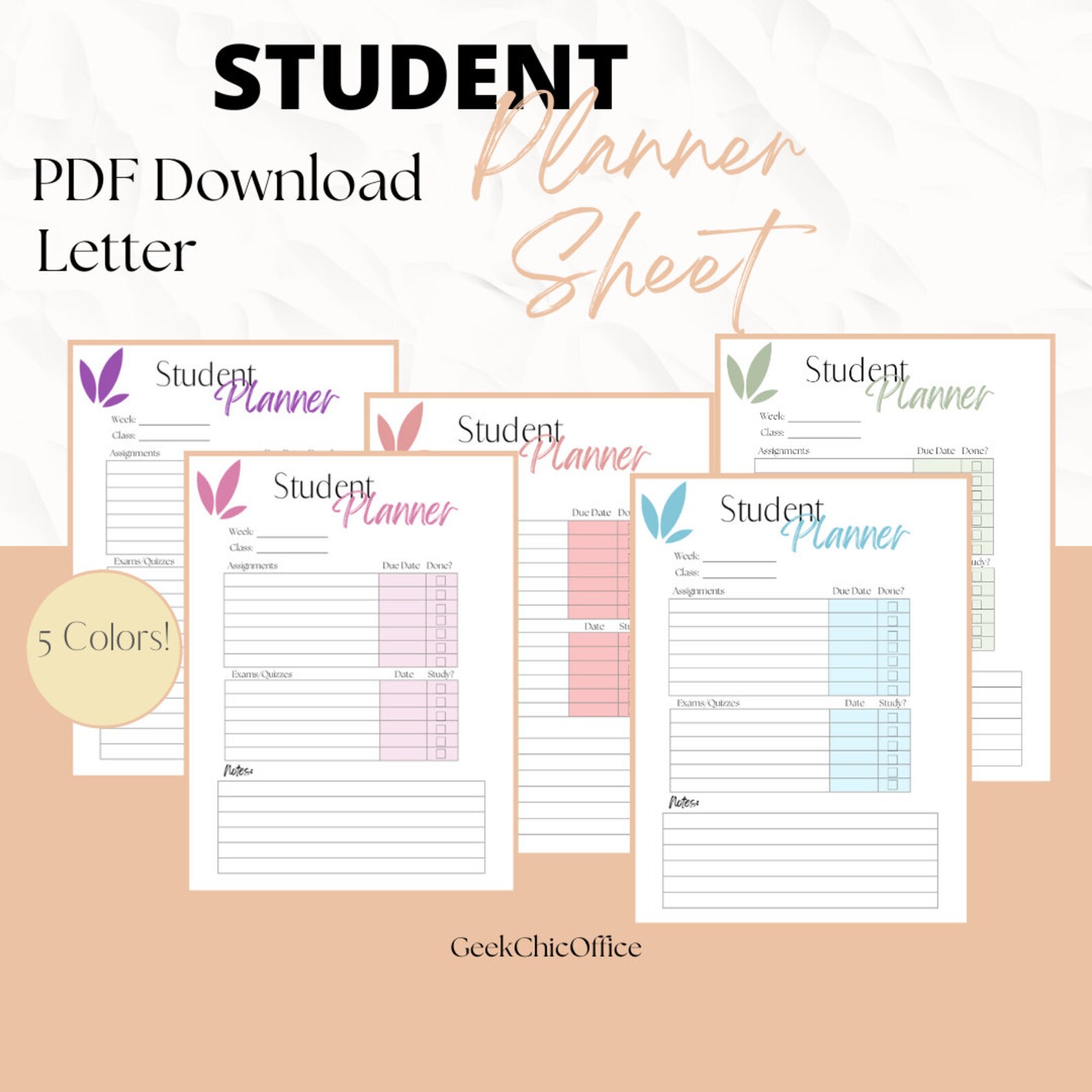 Student Printable PDF Planner Schedule - Etsy