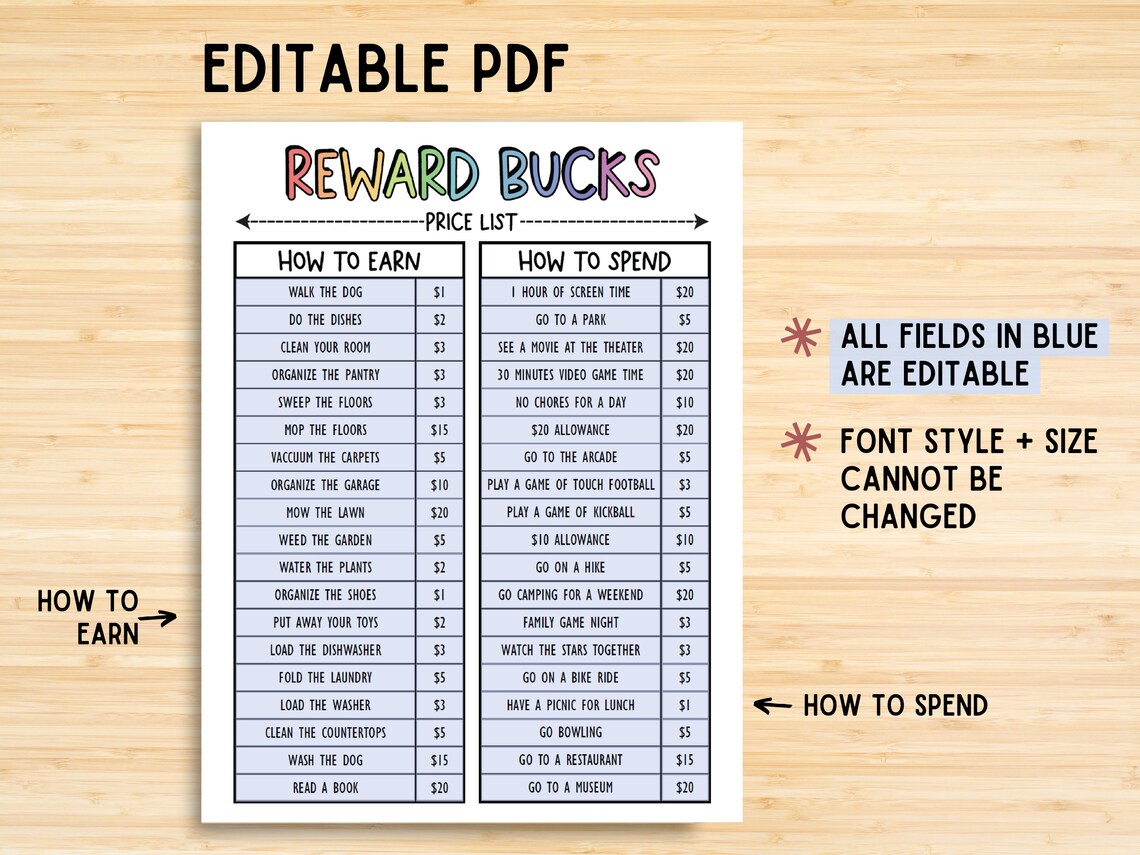 Kids Reward Bucks, Mom Bucks, Reward System for Kids, Chore Bucks, Good ...