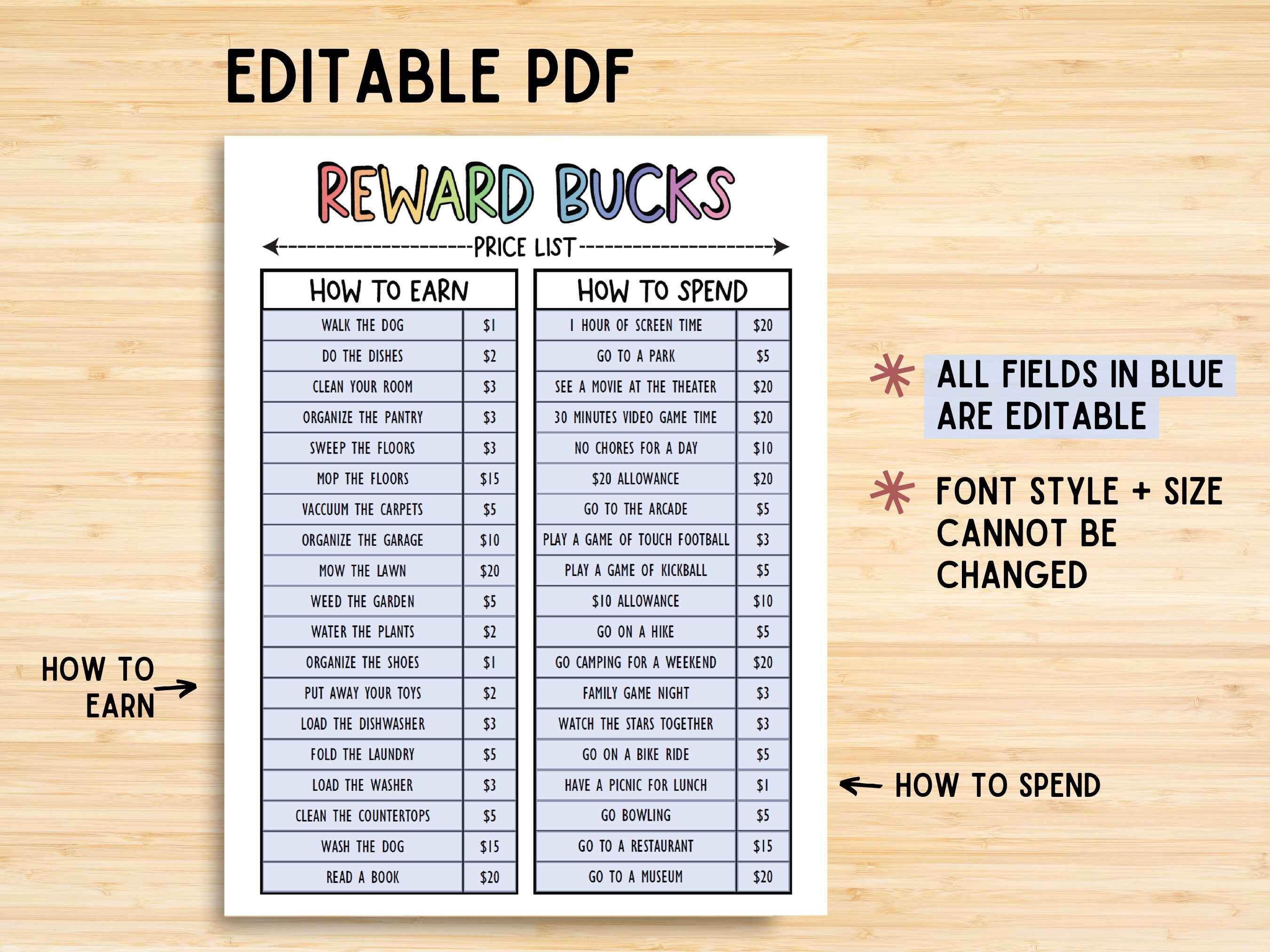 Kids Reward Bucks Mom Bucks Reward System for Kids Chore - Etsy