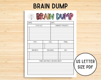 Executive Function Planner,brain Dump Printable,thought Organizer, ADHD ...