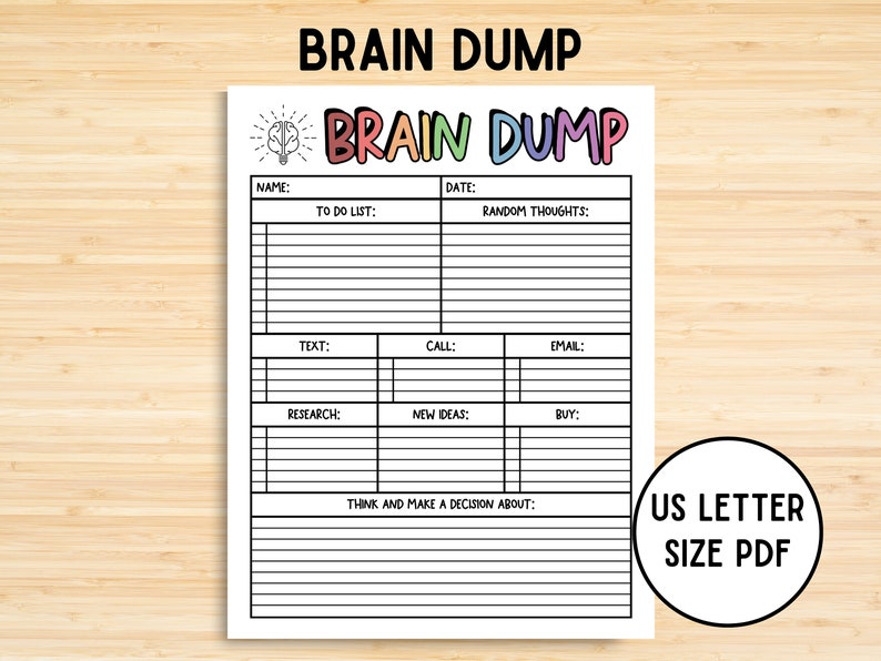Brain Dump, Thought Tracker, Thought Organizer, ADHD Brain Dump ...