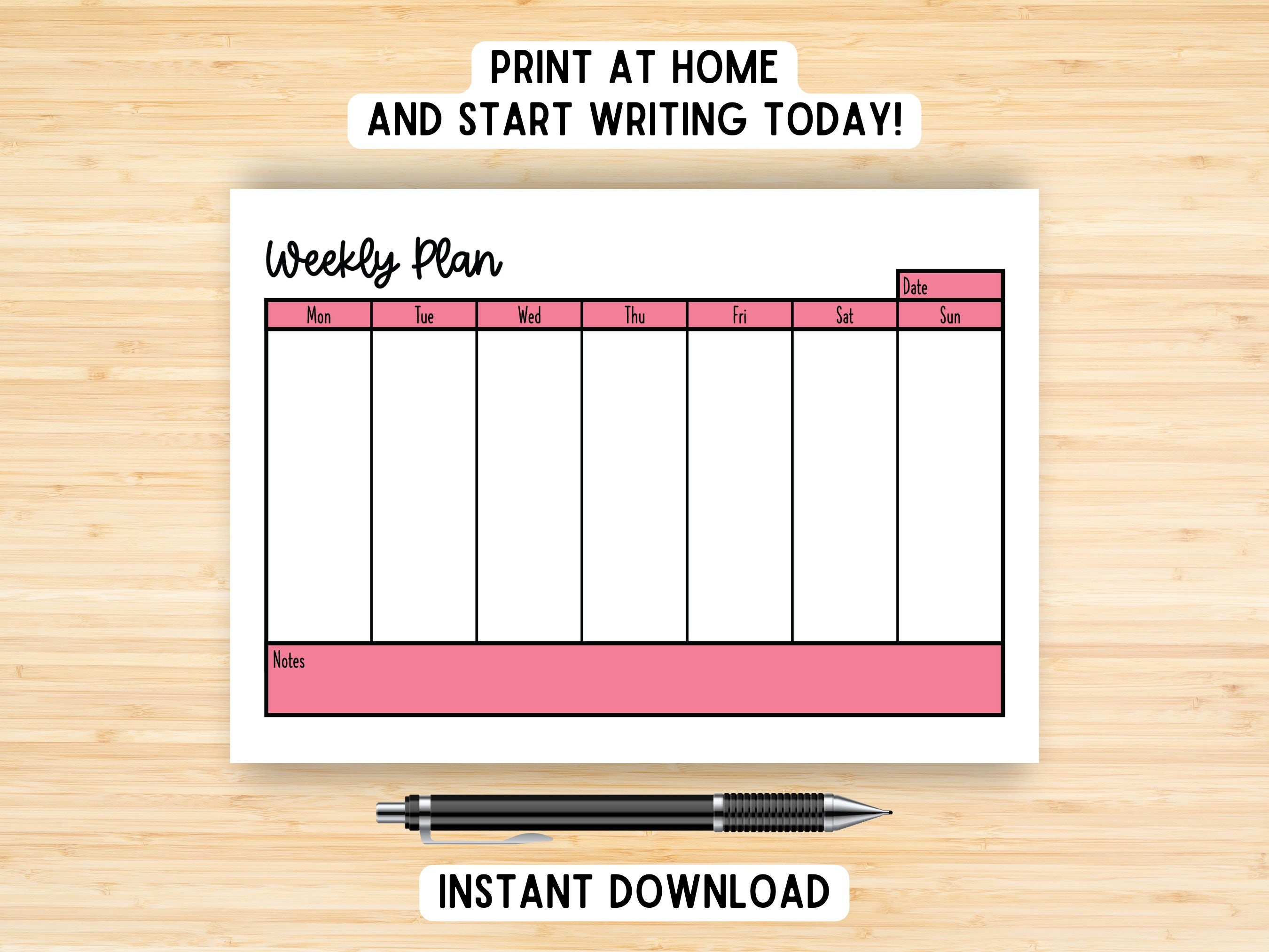 Weekly Planner Printable Landscape, Rainbow Weekly Schedule, Week at a ...