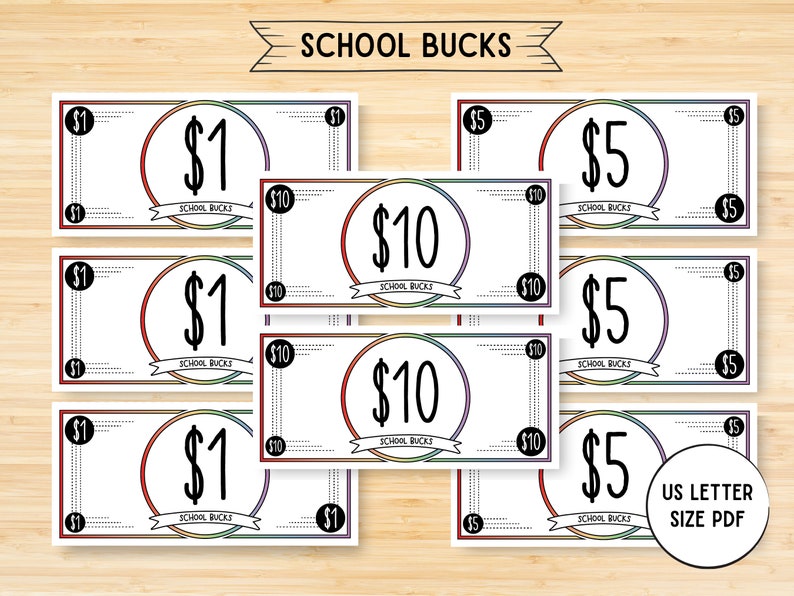 School Bucks Printable, School, Teacher, Homeschool, Remote Learning ...