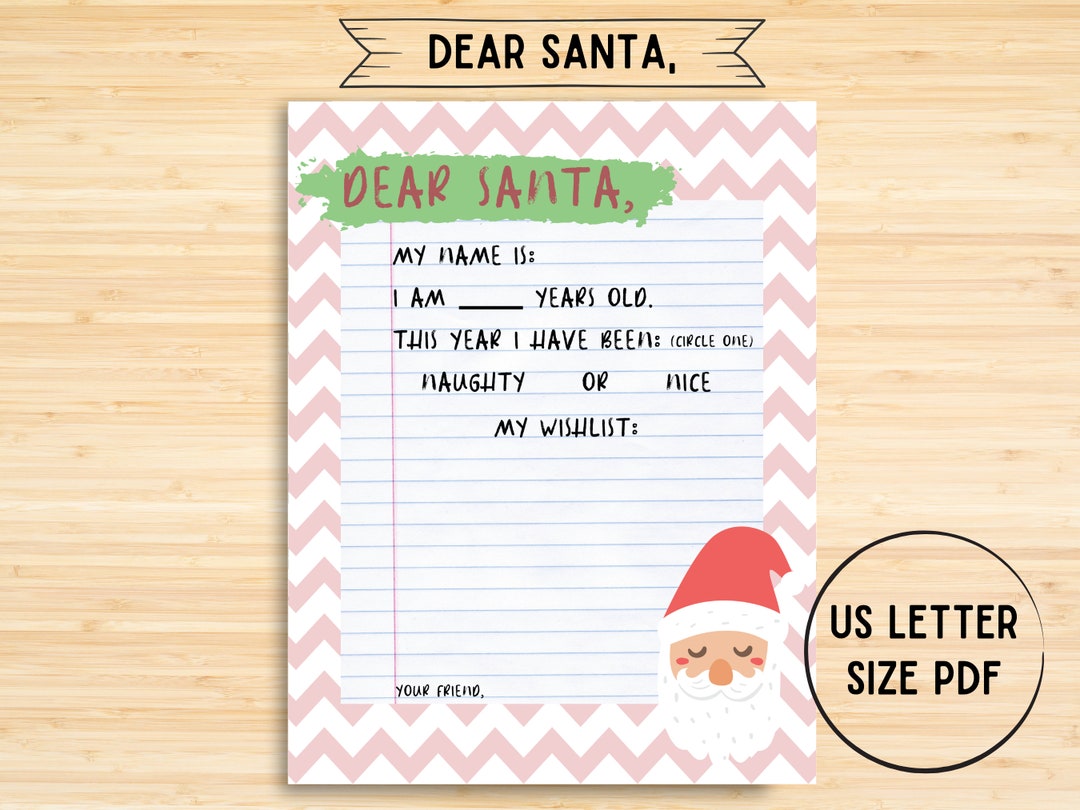 Letter to Santa Printable, Dear Santa Printable, Christmas Wish List ...