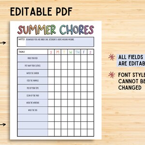 Editable Summer Bundle, Screen Time Checklist, Daily Routine, Chores ...