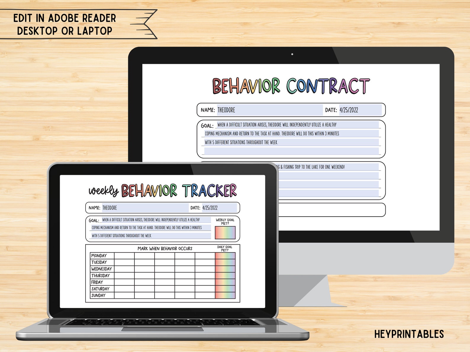 Printable Editable Weekly Behavior Tracker and Behavior Contract, Life ...