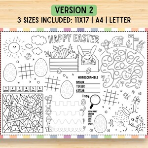 Easter Activity Mat Bundle, Easter Coloring Placemat, Easter Games ...