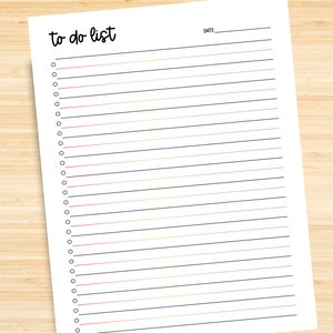 Minimal Rainbow to Do List Printable, Simple Tasks List Template ...