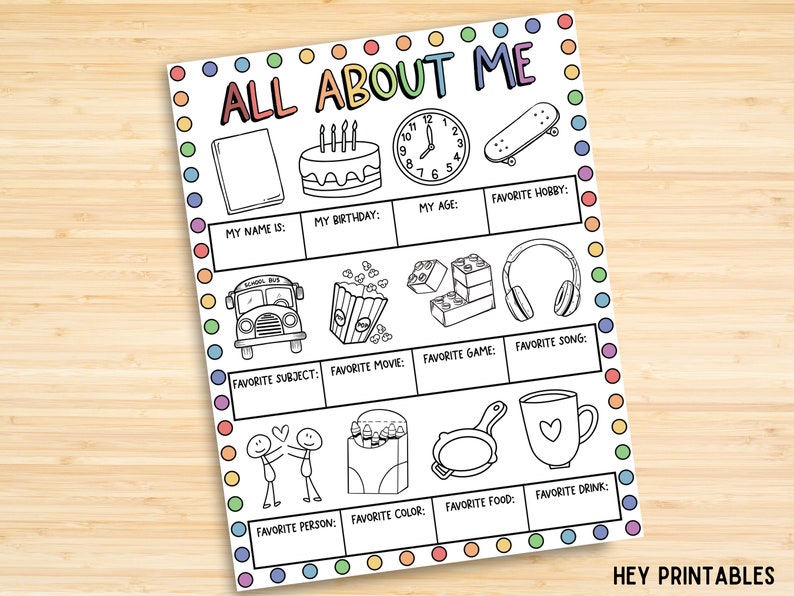 Favorites Survey, All About Me Printable, Questionnaire, My Favorite ...