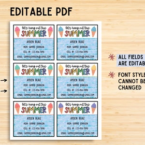 Editable Playdate Cards for Kids Template, Keep in Touch Cards, Summer ...