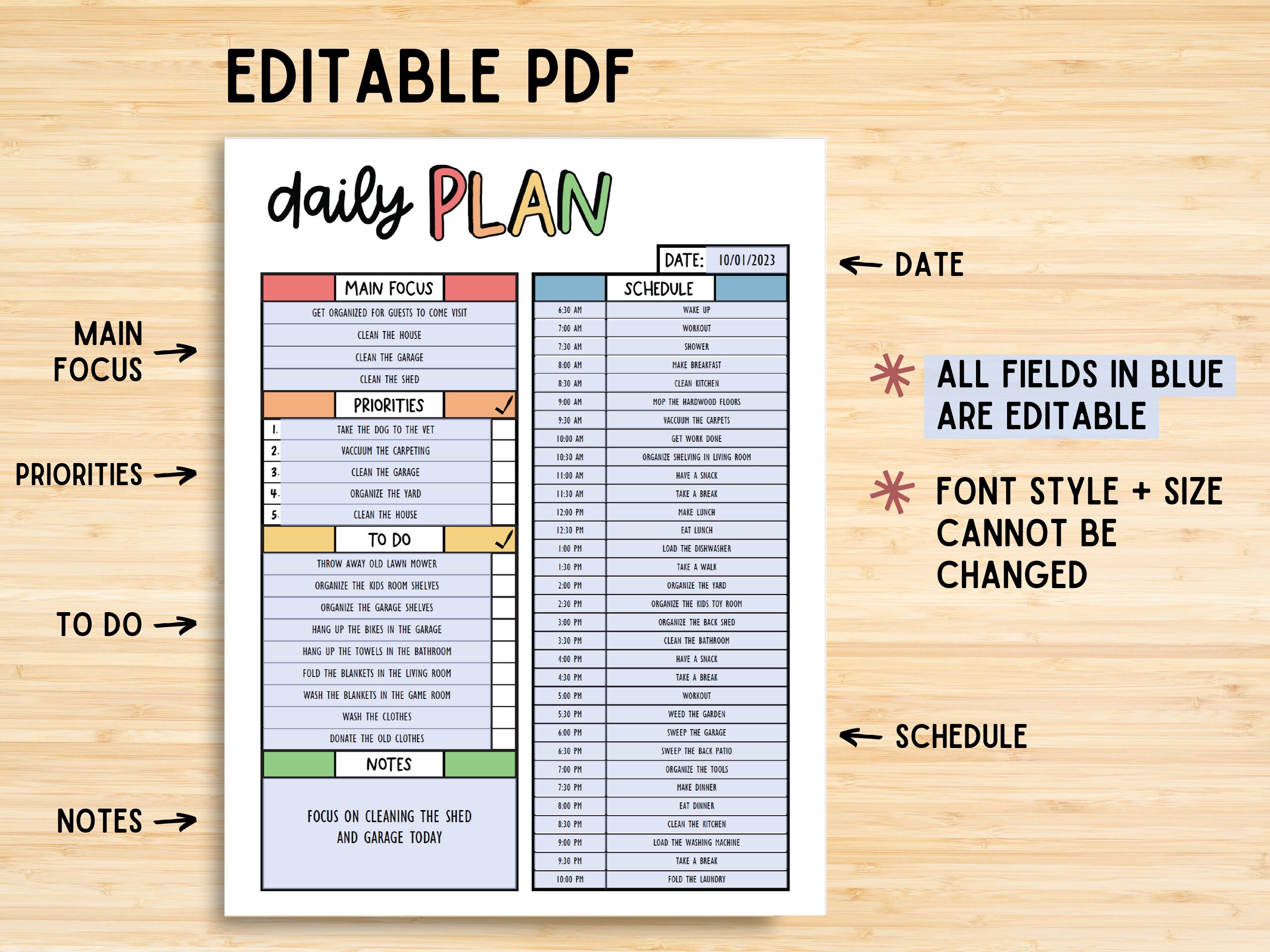 Editable ADHD Planner Printable Set, Daily Planner, Weekly Planner ...