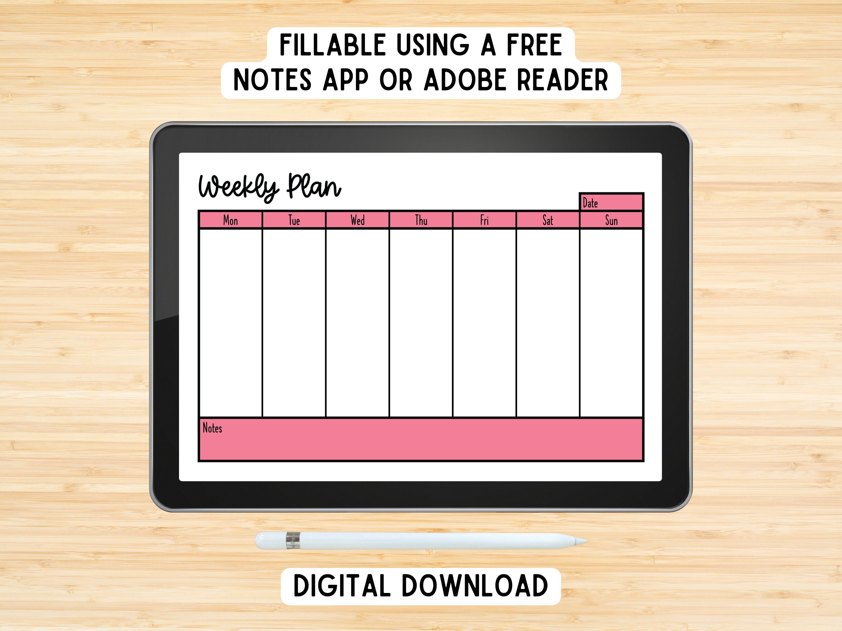 Weekly Planner Printable Landscape, Rainbow Weekly Schedule, Week at a ...