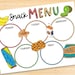 Editable Kids Snack Planner, Meal Weekly Planner, Snacks Menu for ...