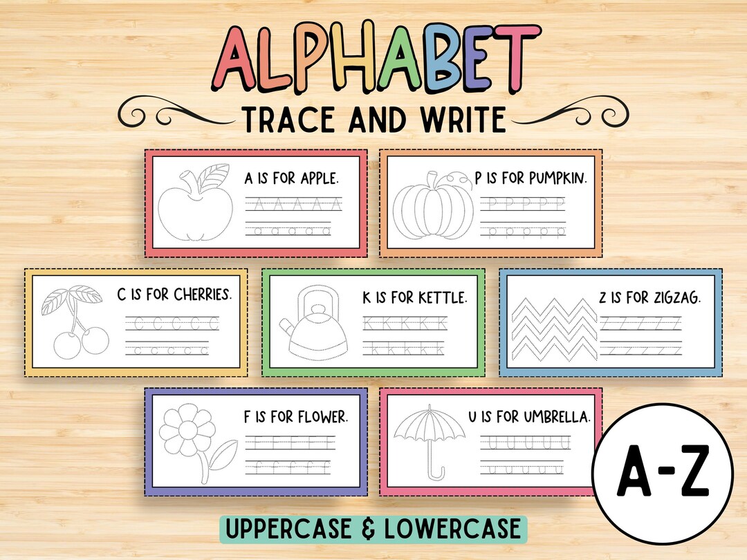 26 ABC Tracing Cards, Handwriting Practice Worksheets, Letter Formation ...