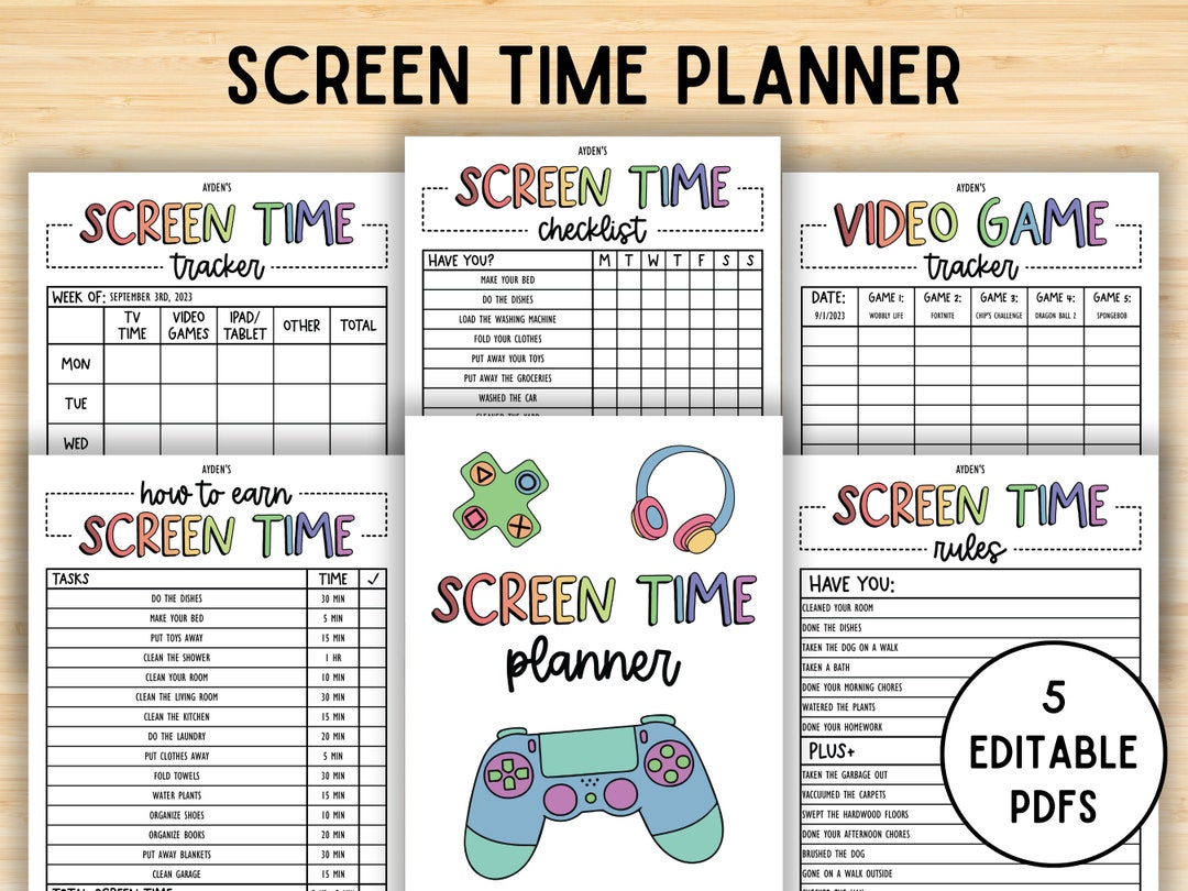 Editable Screen Time Checklist, Screen Time Rules, Screen Time Chore ...