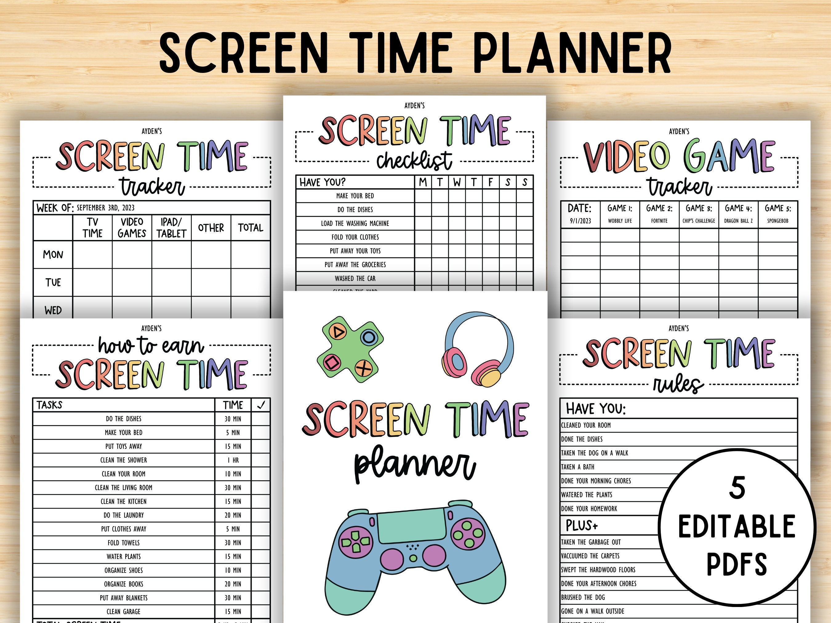 Editable Screen Time Checklist Screen Time Rules Screen Time - Etsy