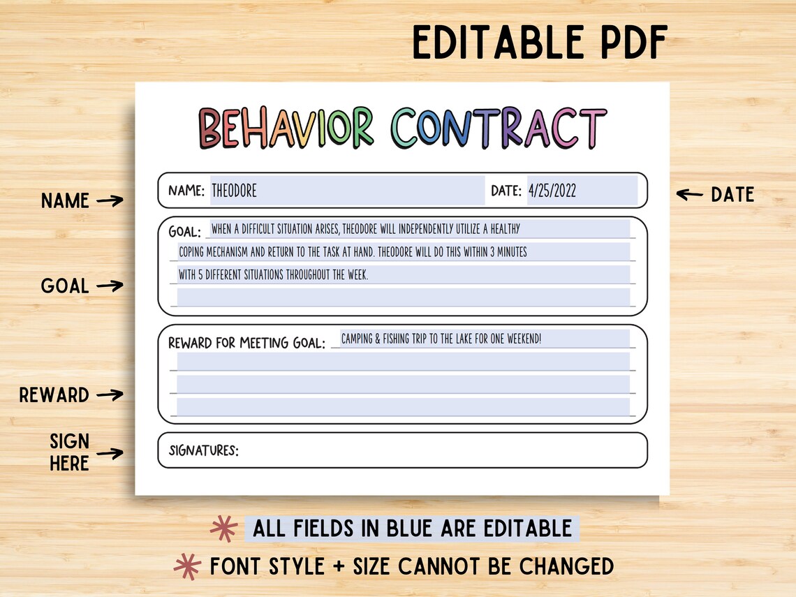 Printable Editable Weekly Behavior Tracker and Behavior - Etsy