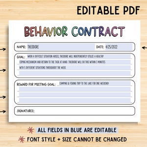 Printable Editable Weekly Behavior Tracker and Behavior Contract, Life ...