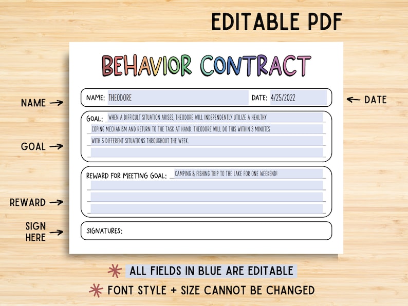 Printable Editable Weekly Behavior Tracker and Behavior - Etsy
