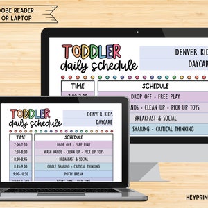 Daycare Daily Schedule for Toddlers, Printable Child Care, Kids Daily ...