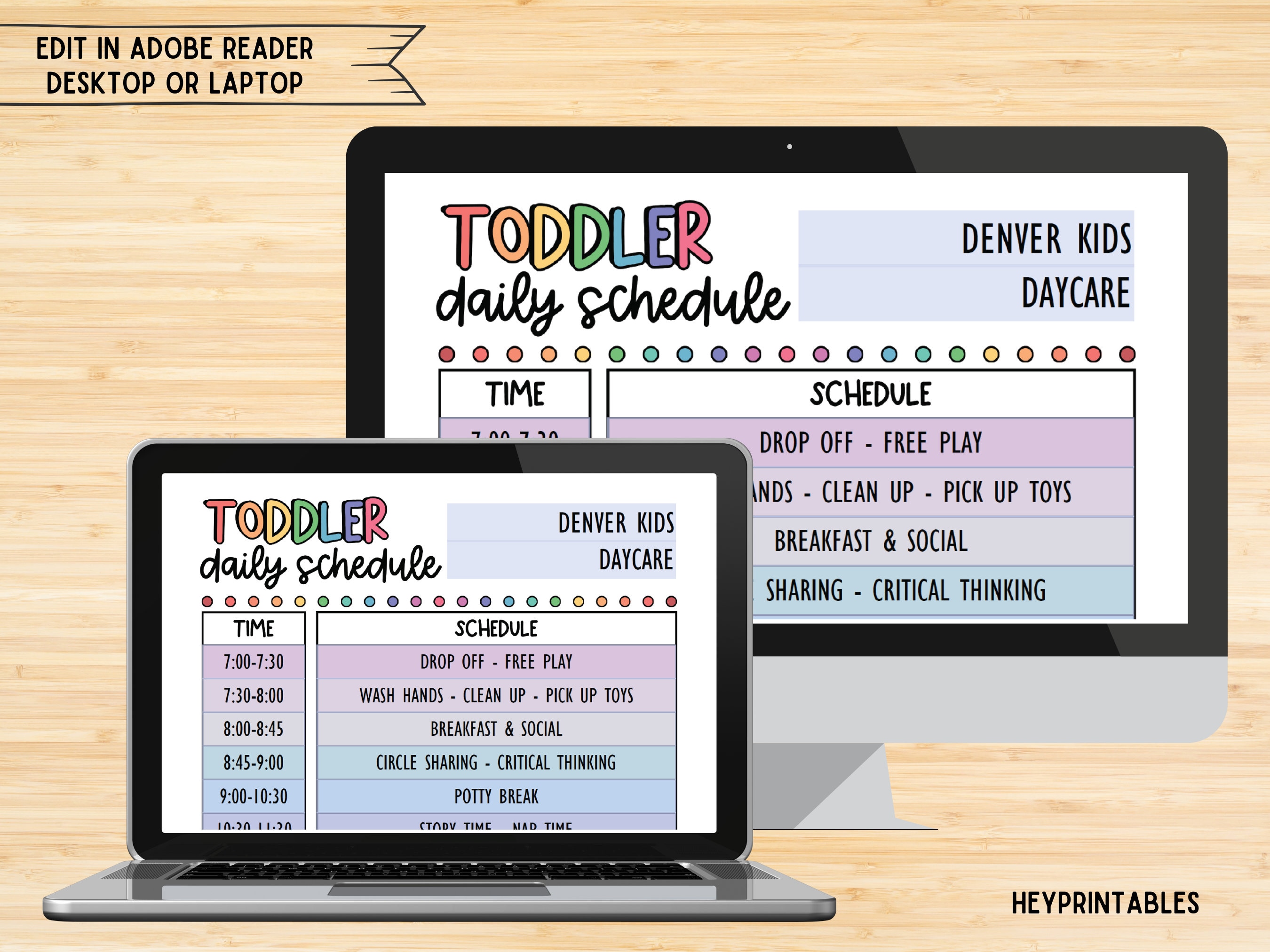 Daycare Daily Schedule for Toddlers, Printable Child Care, Kids Daily ...