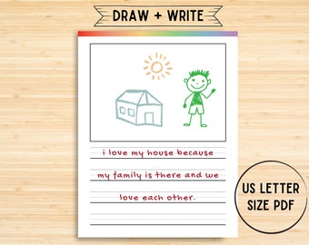 Printable Kids Story Paper, Childrens Draw and Write Template, Kids ...