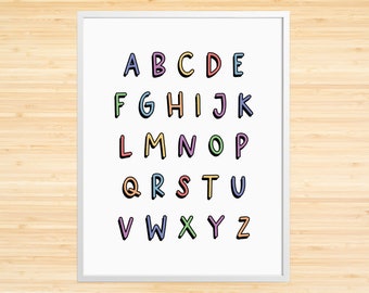 Rainbow Alphabet, Gender Neutral, Poster, ABC Print, Colorful ...
