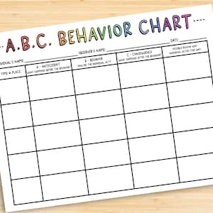 ABC Behavior Chart, Consequence for My Own Action, Consequence Autism ...