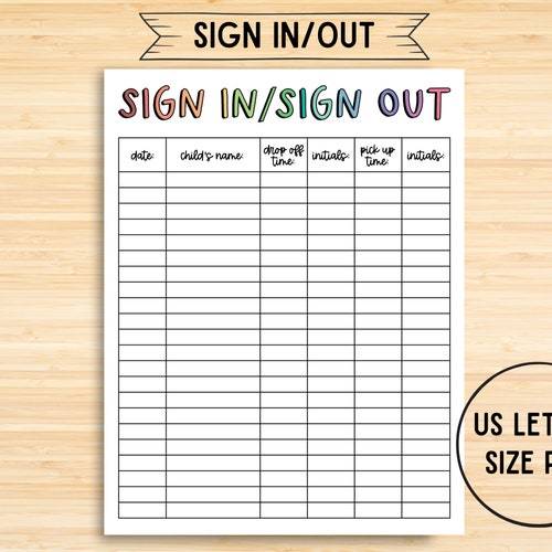Sign in Sheets for Daycare School Preschool Sports - Etsy
