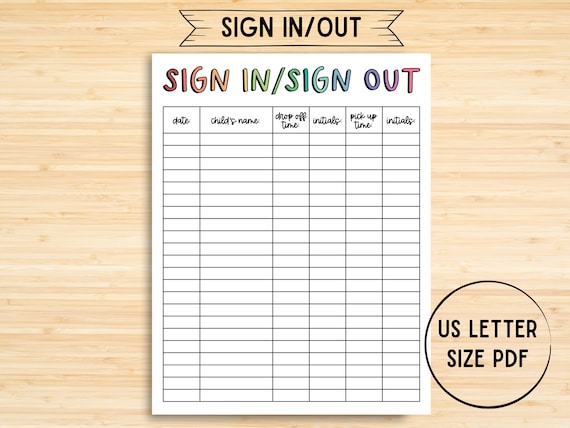 Sign in Sheets for Daycare School Preschool Sports - Etsy