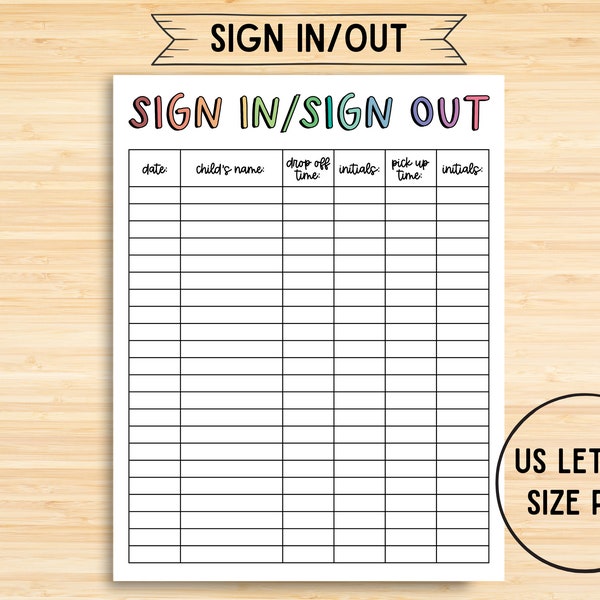 Parent Sign in Sheet - Etsy