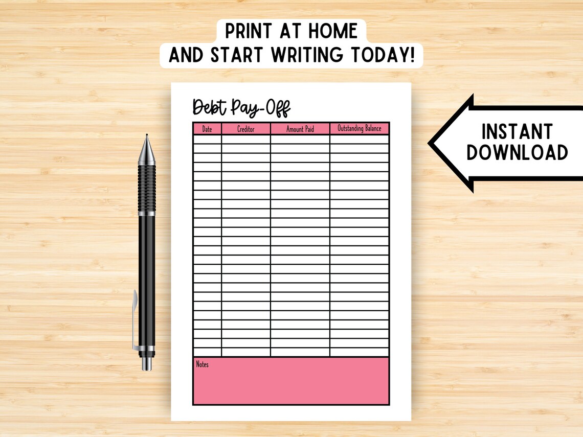 Debt Repayment, Printable Debt Tracker, Debt Payoff Tracker, Finance ...